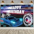 Amazon.com : MEHOFOND 7x5ft Car Racing Happy Birthday Backdrop, Blue ...