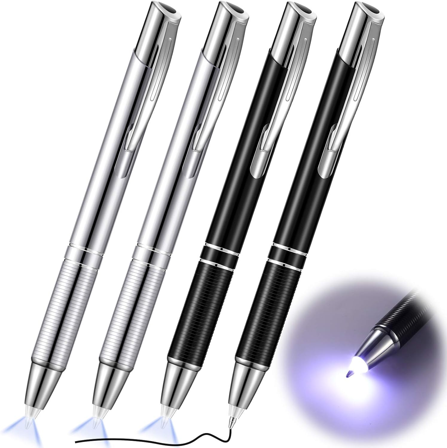 4 Pieces Lighted Tip Pen Ballpoint Pen with Light Bright White ...
