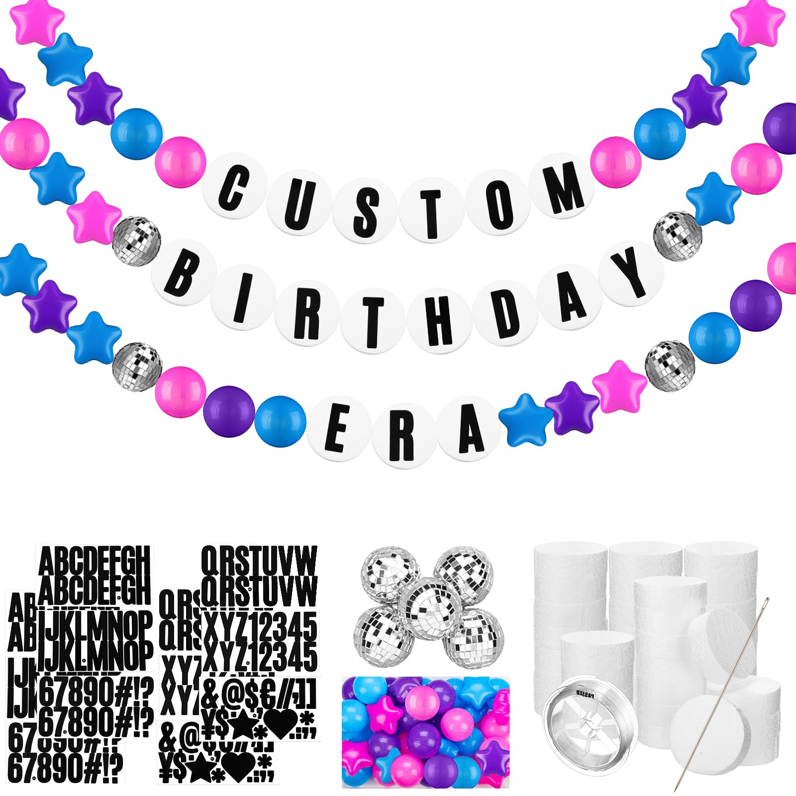Simgoing Giant Friendship Bracelet Garland Kit, DIY Birthday Banner Kit ...
