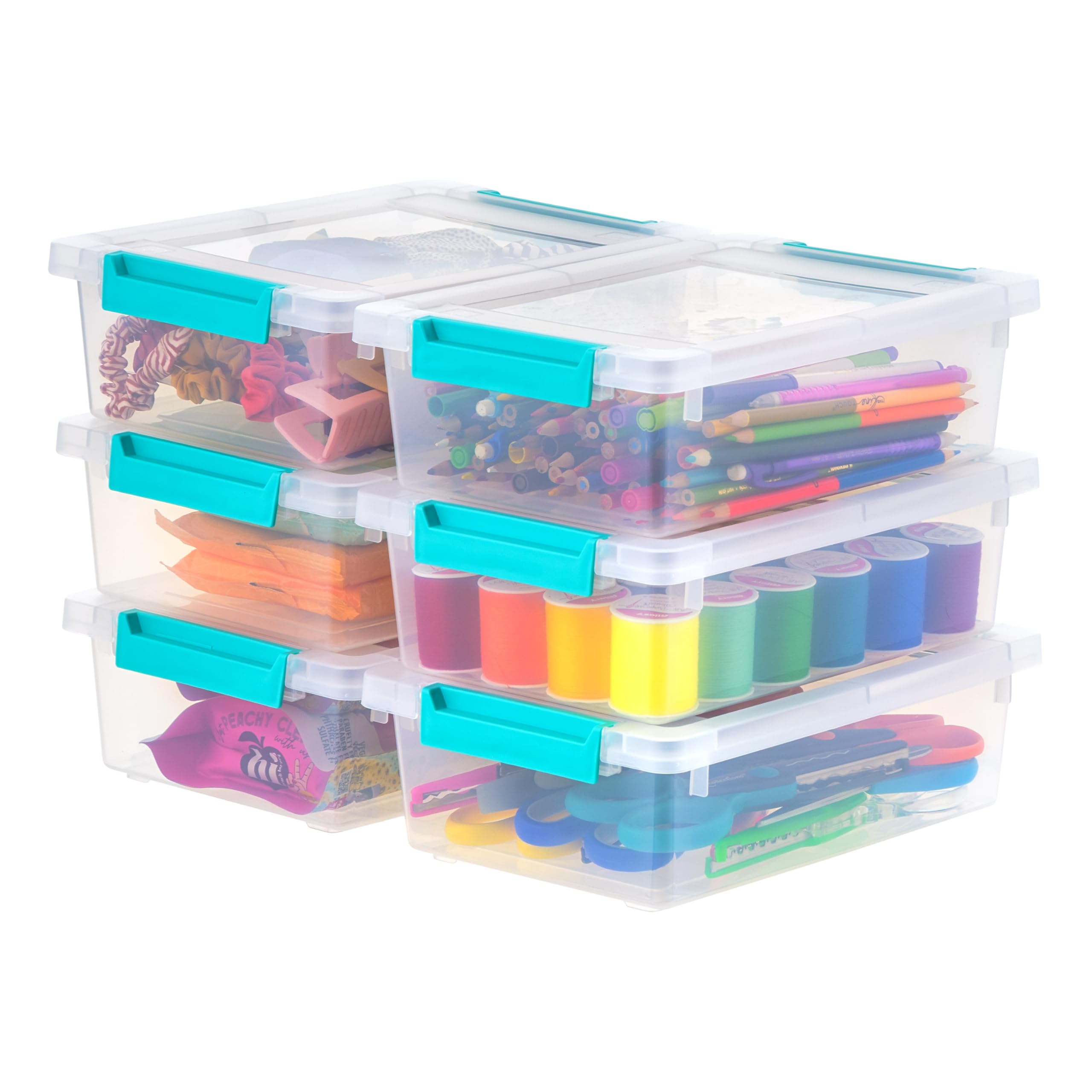 IRIS USA 2 Qt. Plastic Storage Bins Containers with Lids, 6 Pack ...