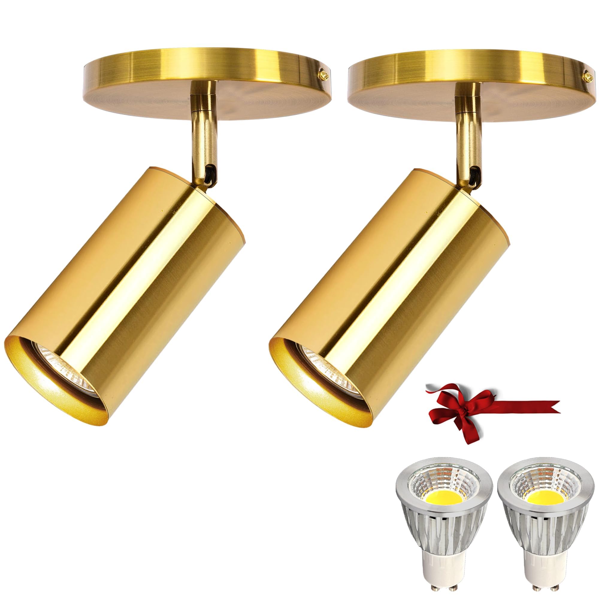Bravsekai Ceiling Spotlights, 2 Packs GU10 Gold LED Ceiling Spotlights ...