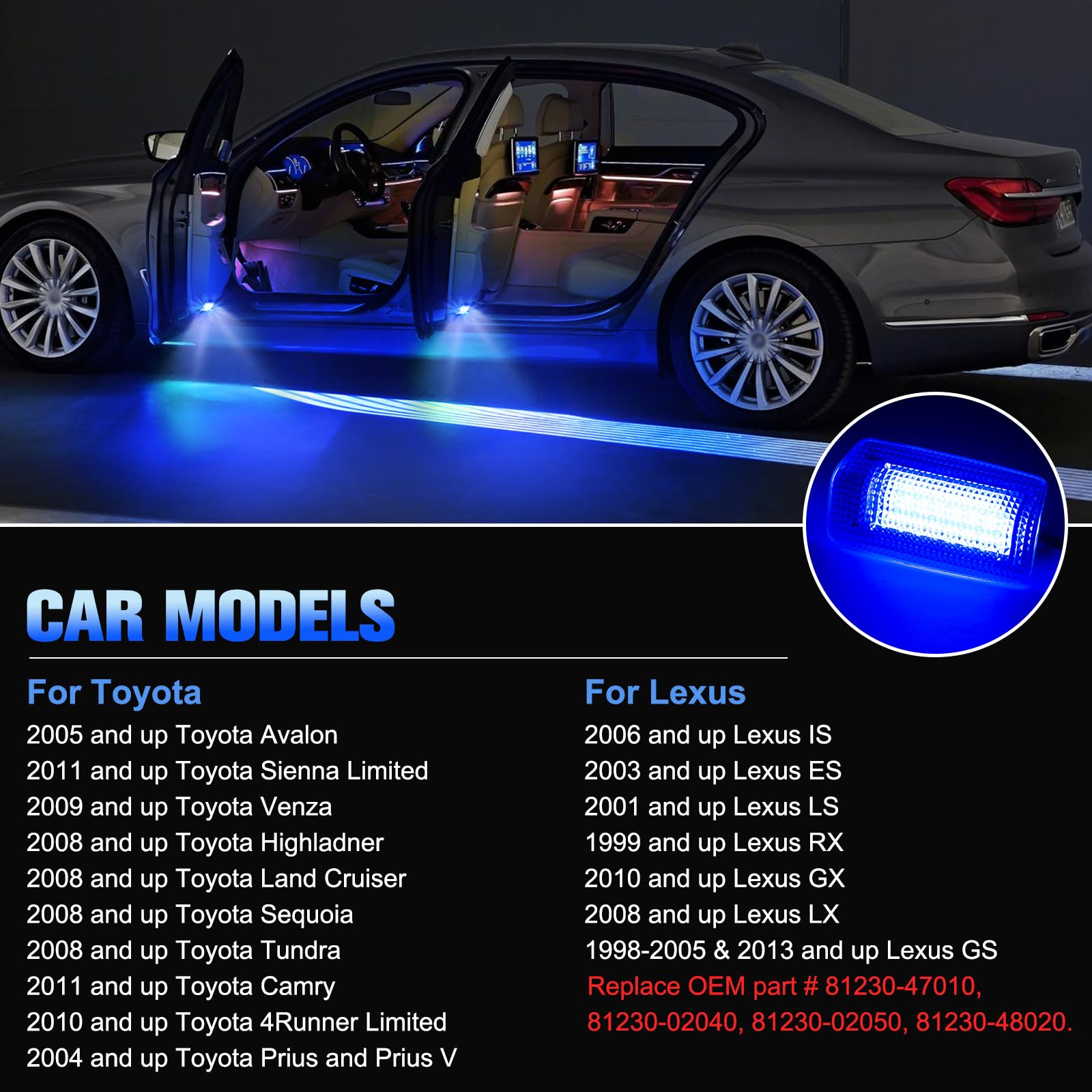 Mua Blue LED Side Door Courtesy Light 2PCS Welcome Courtesy Light Lamp ...