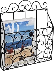 Amazon.com: MyGift Elegant Scrollwork Design Black Metal Wall Mounted ...