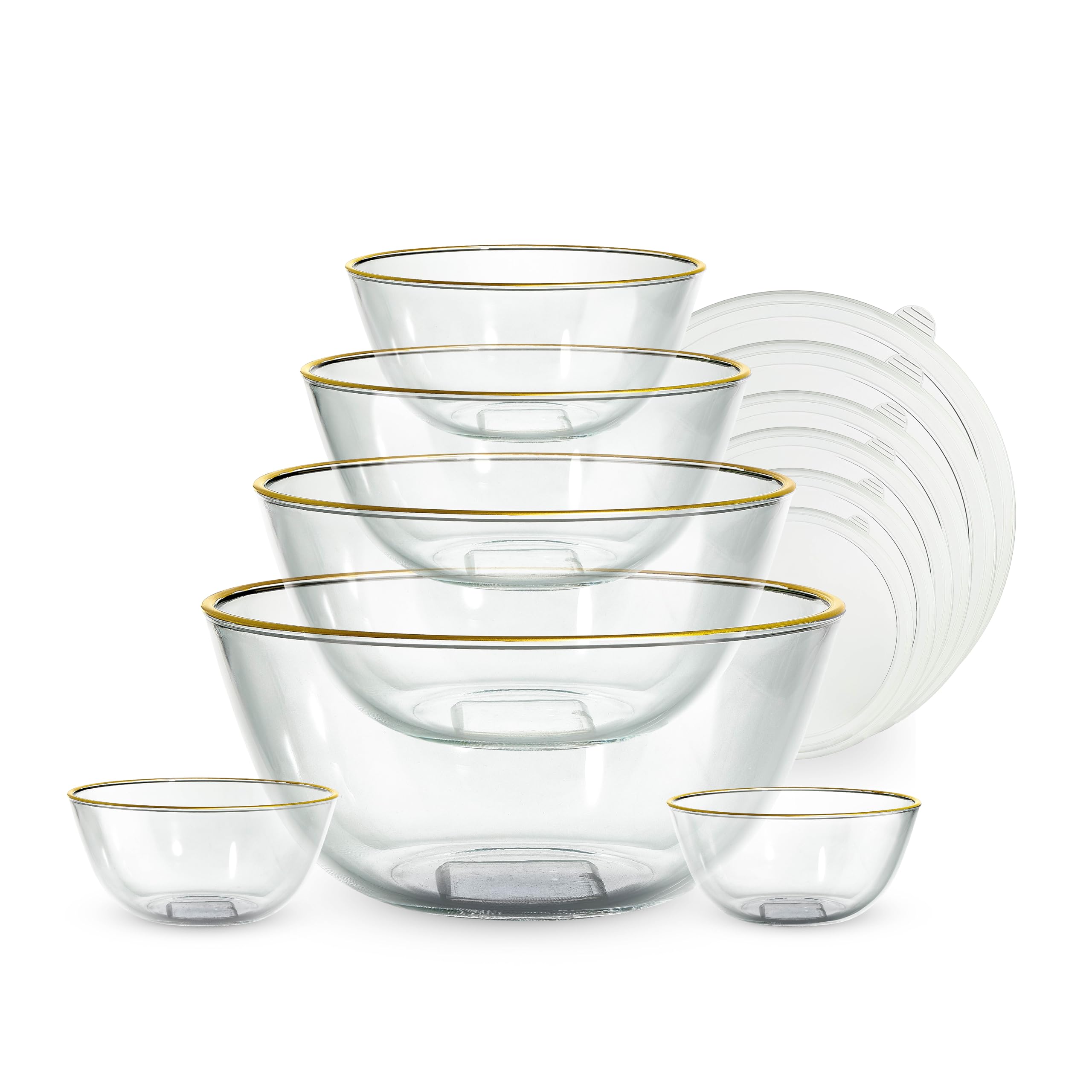 COOK WITH COLOR 12 Pc Glass Mixing Bowl Set with Lids – Borosilicate ...