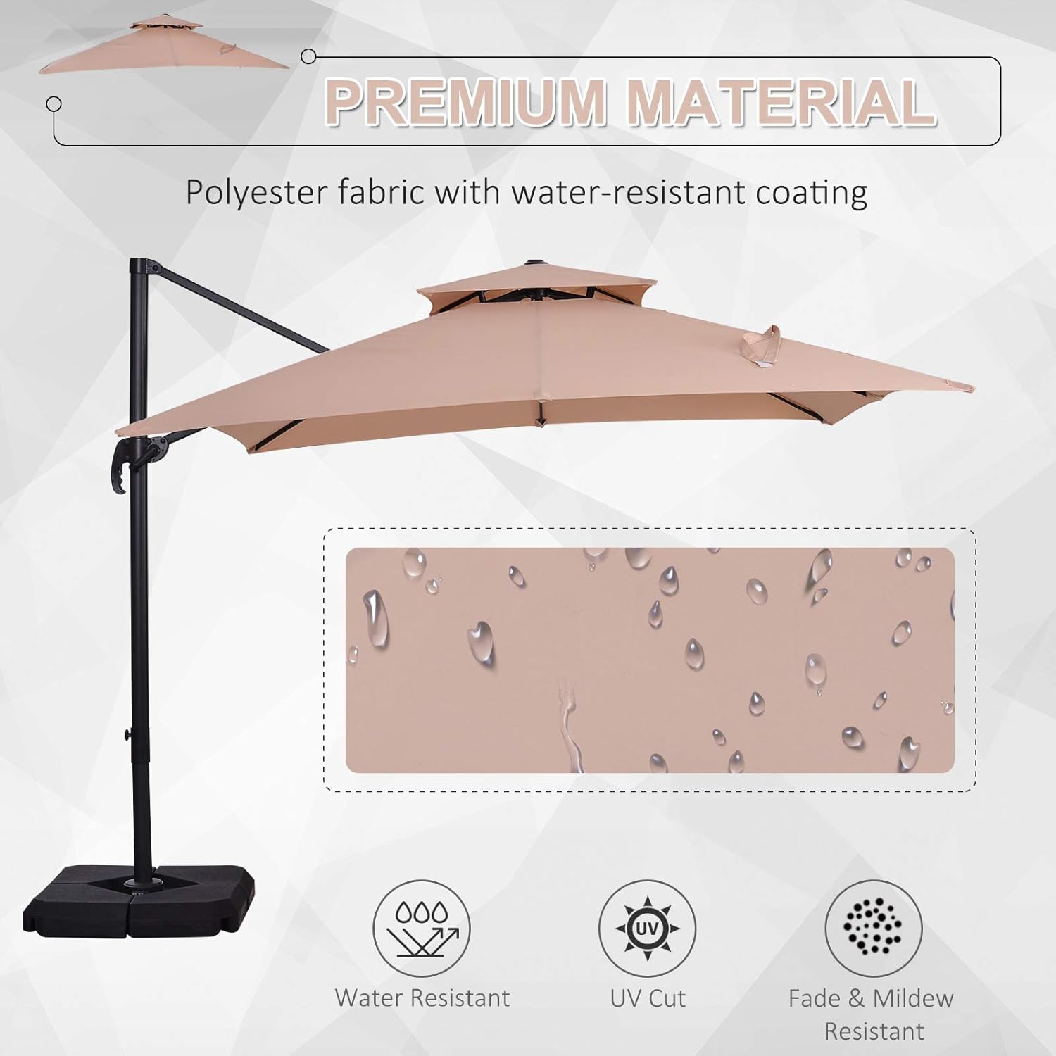 Outsunny Cantilever Parasol 360 Degree Rotation Angle Adjustment ...
