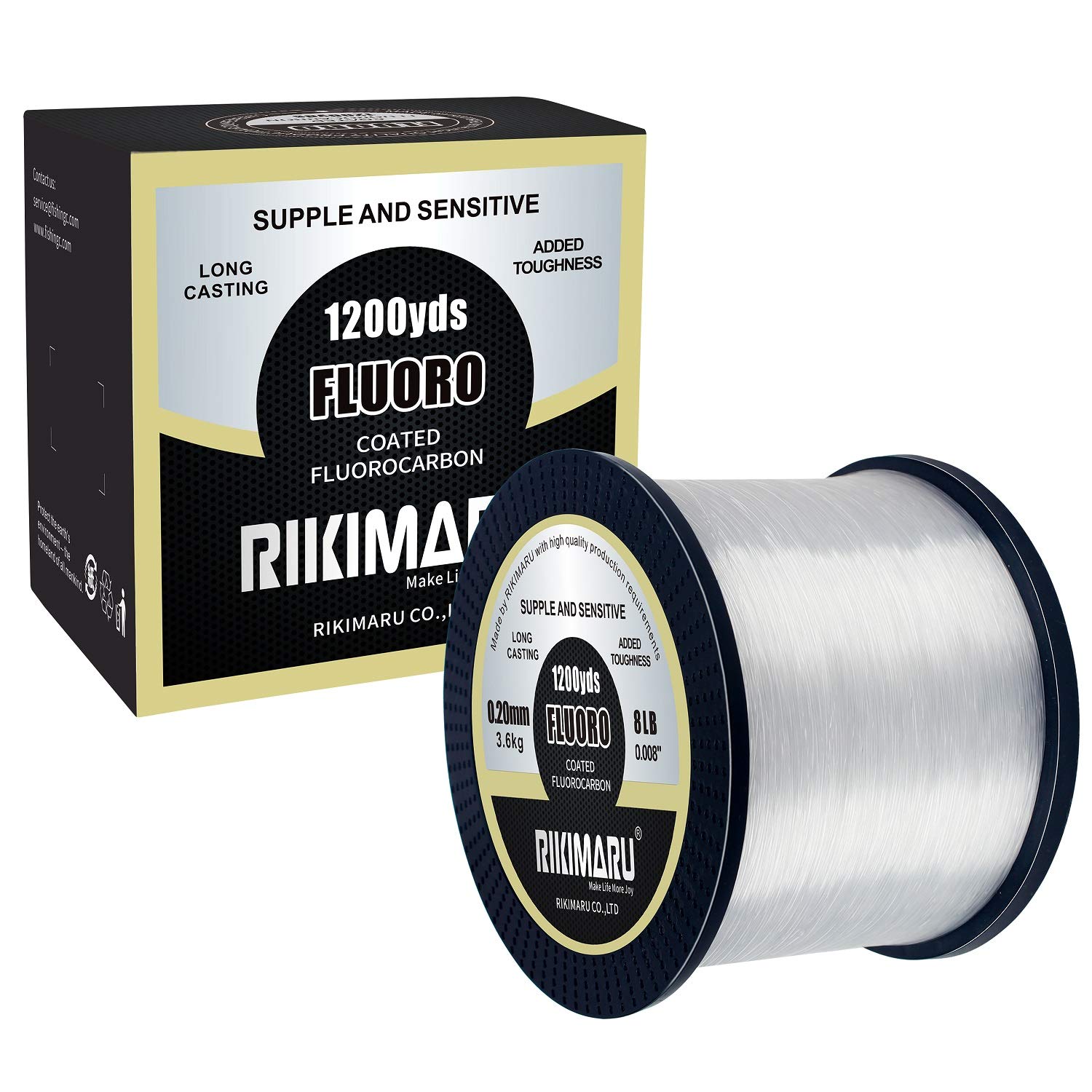 RIKIMARU Fluoro Fishing Line, 100% Fluorocarbon Coated Fishing Line ...
