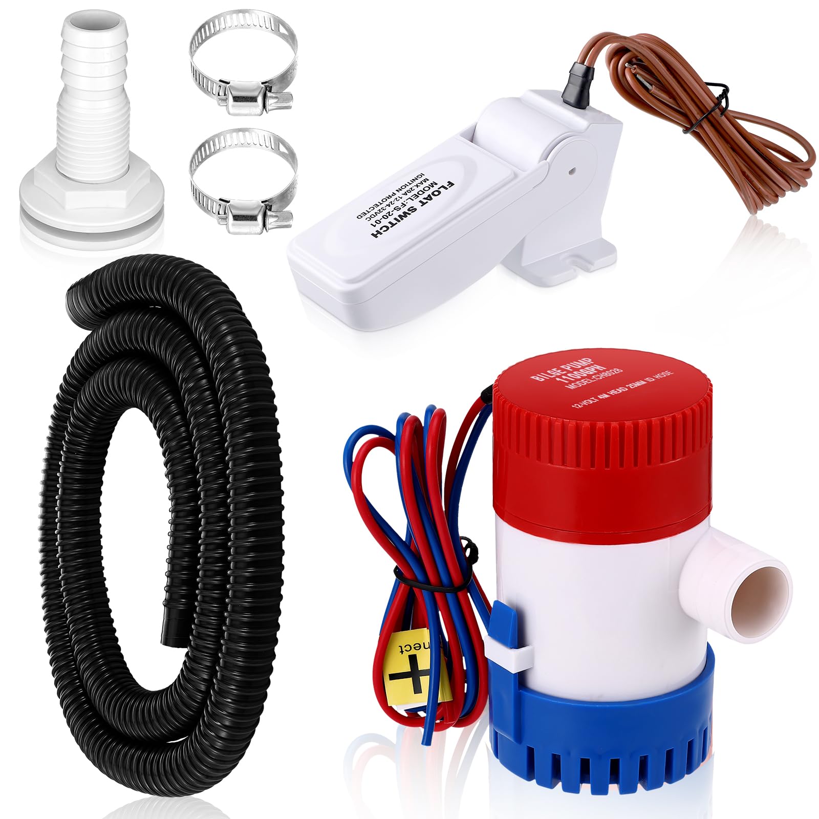 Landhoow Boat Bilge Water Pump, 12 V 1100 GPH Submersible Electric ...