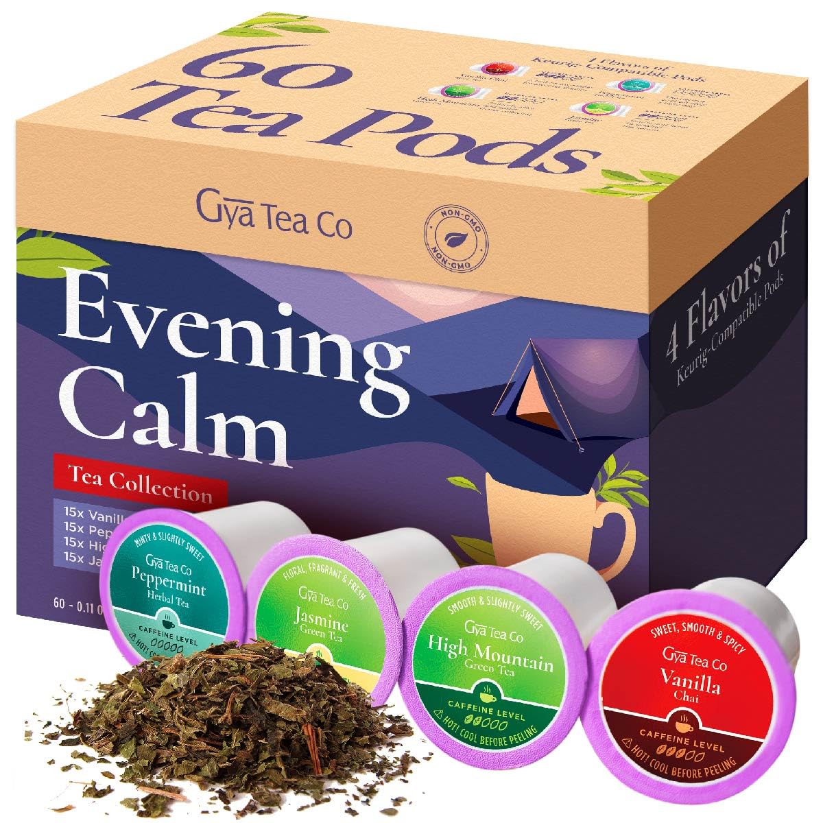 Gya Tea Co Evening Calm Tea Gift Set (60ct) - Assorted Tea Pod Variety ...