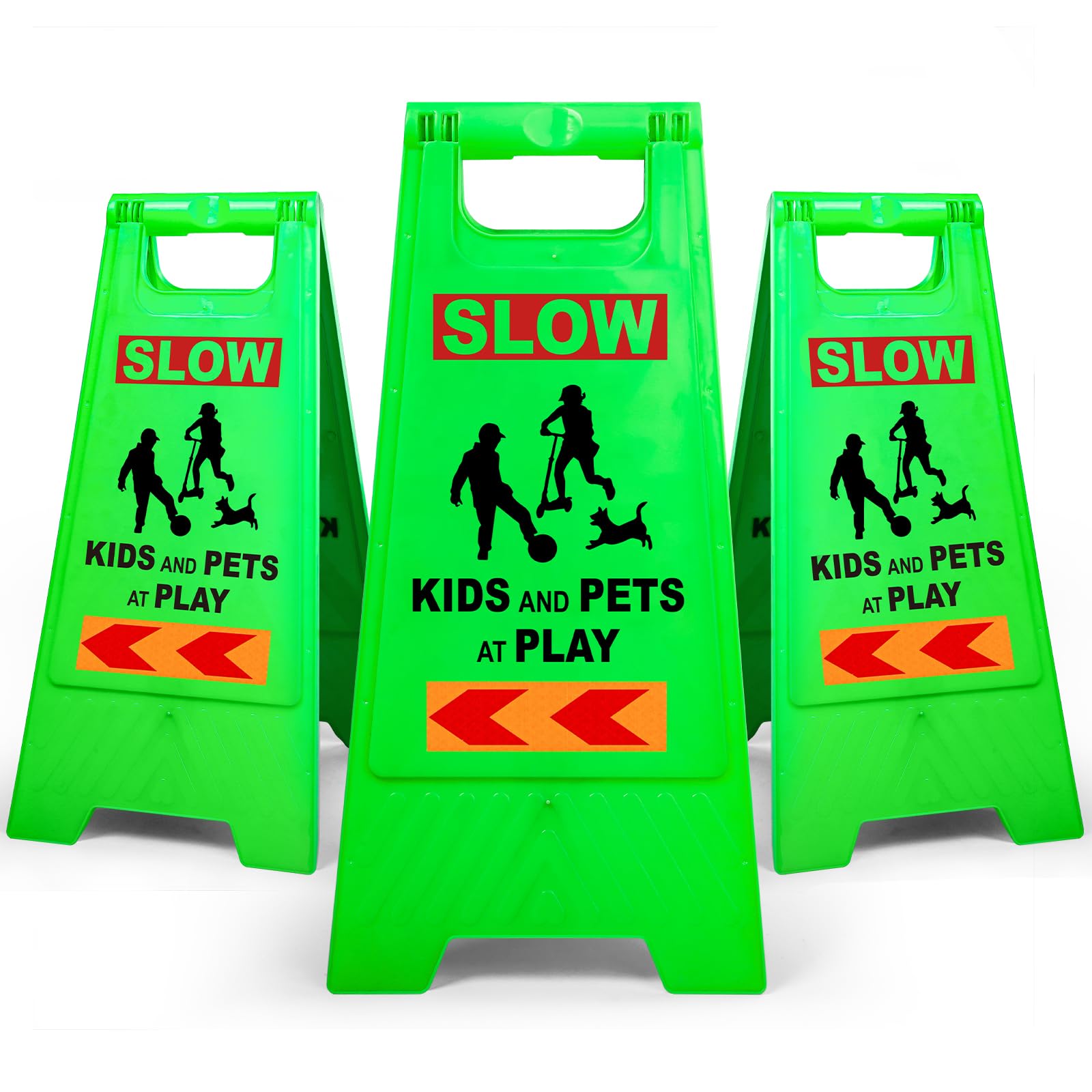 XPCARE 24 Inches Kids Playing Sign for Street, 3PACK Green Children at ...