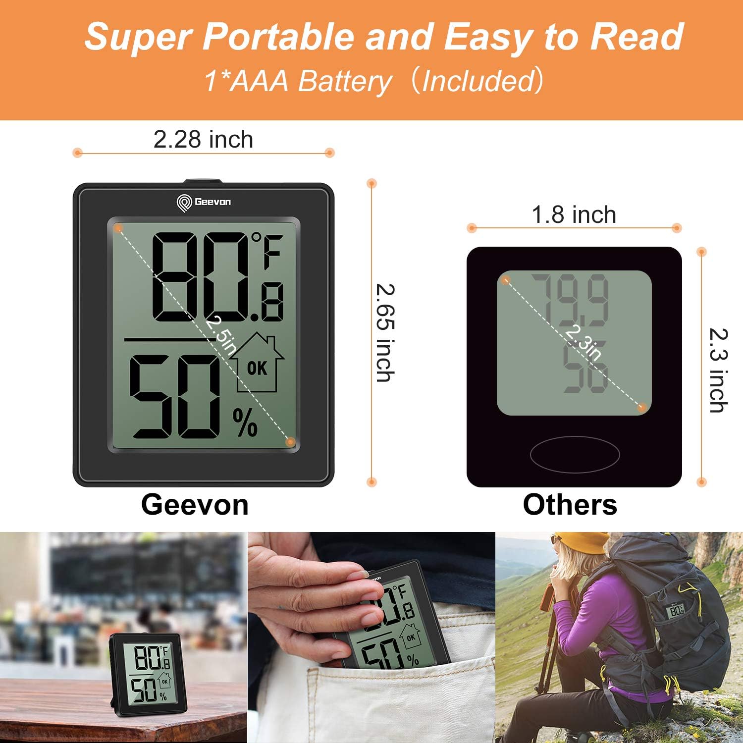 Geevon Digital Hygrometer Indoor Thermometer Room Humidity Gauge with ...