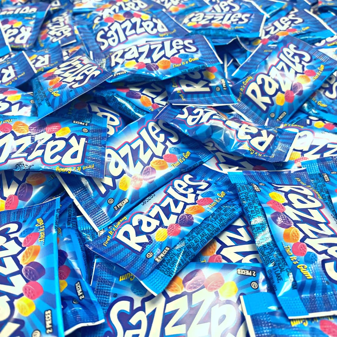 Snack Mountain Razzle Gum Candy, Retro Candy Gum In Bulk, 2-Piece ...