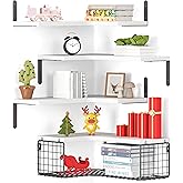 Amazon.com: Zincify 4+1 Floating Corner Shelves with Wire Storage ...