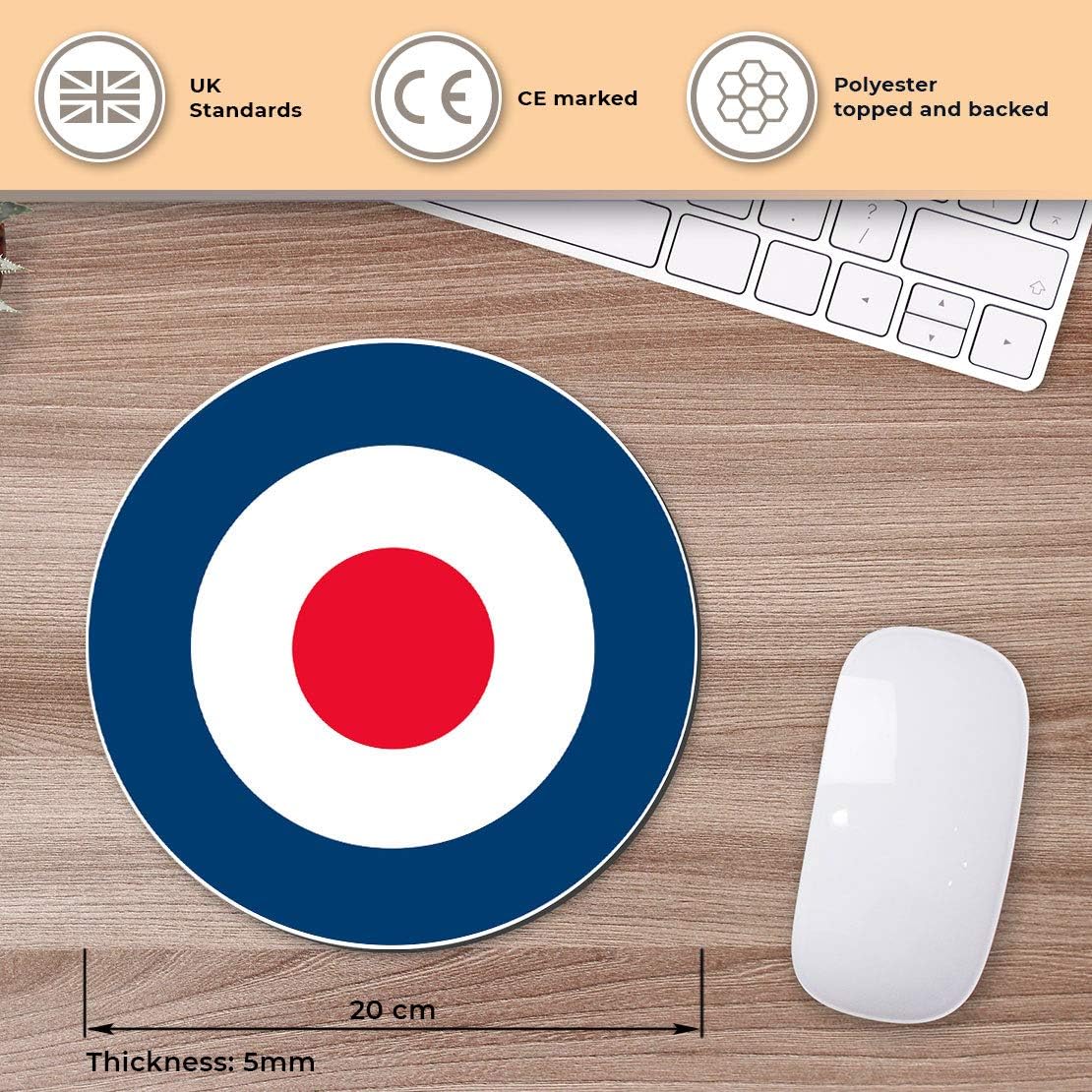 RAF Roundel Symbol Mod Retro – Flexible Round 5mm Rubber Mouse Mat Pad ...