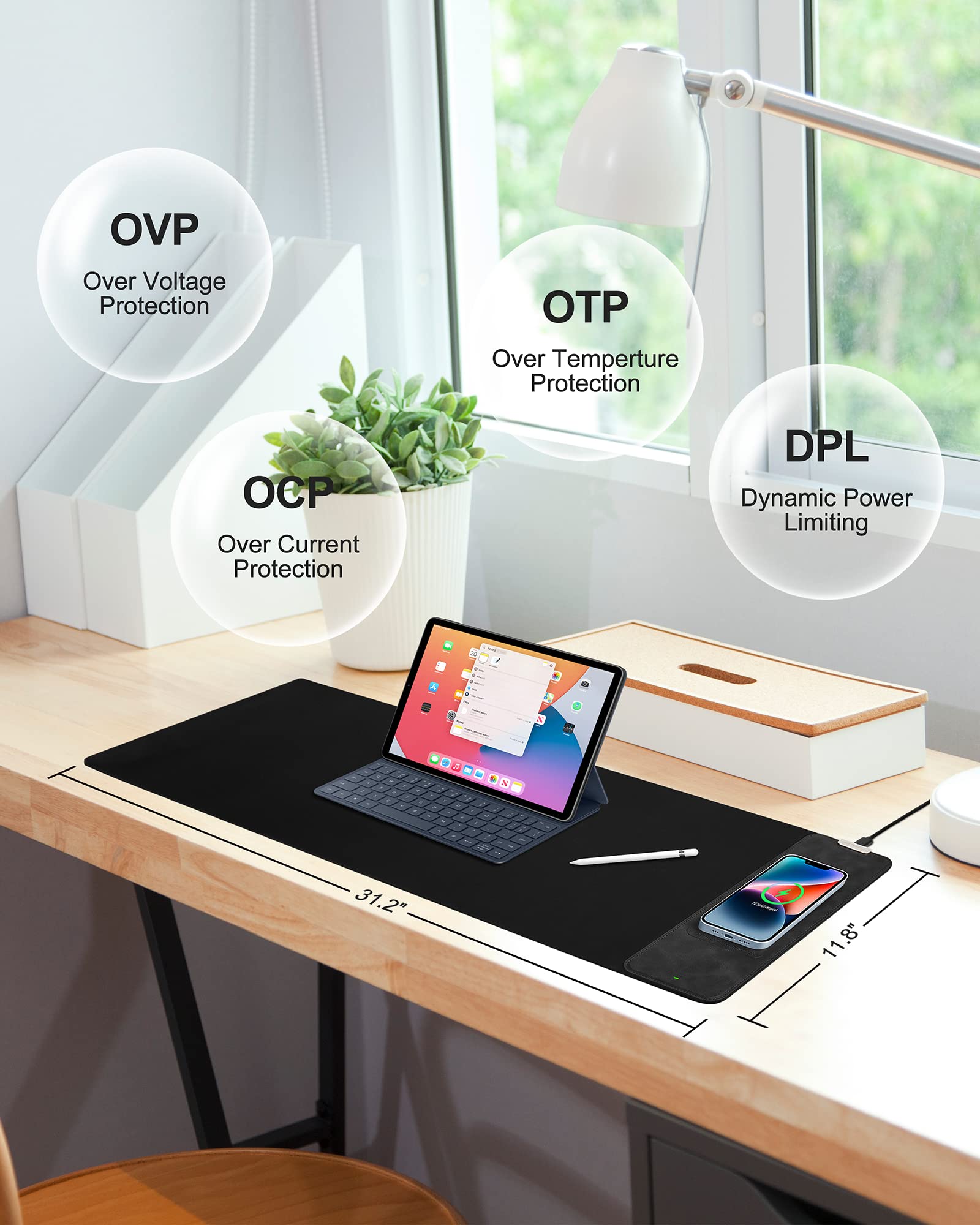 Mua Mouse Pad with Wireless Charging, Black Mousepad Long Desk Mat ...