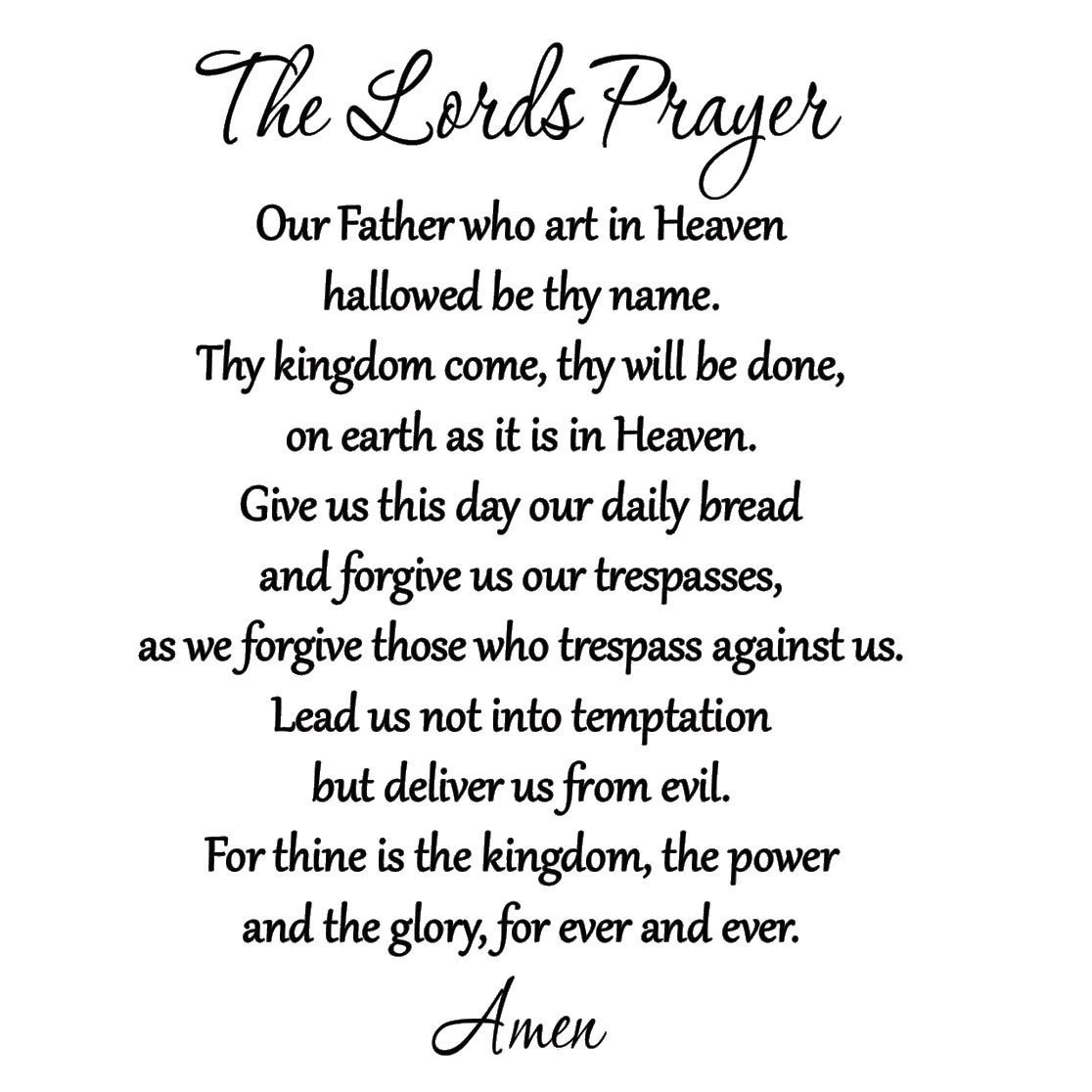 The Lord's Prayer Bible Wall Decal Our Father Vinyl Art Scripture Quote ...