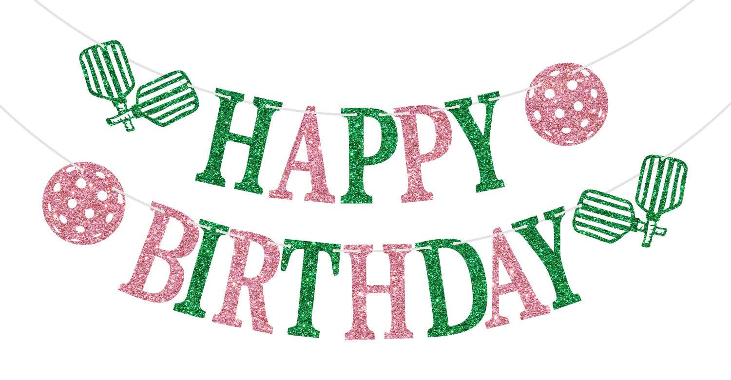 Pickleball Birthday Banner, Pickleball Theme Happy Birthday Party ...