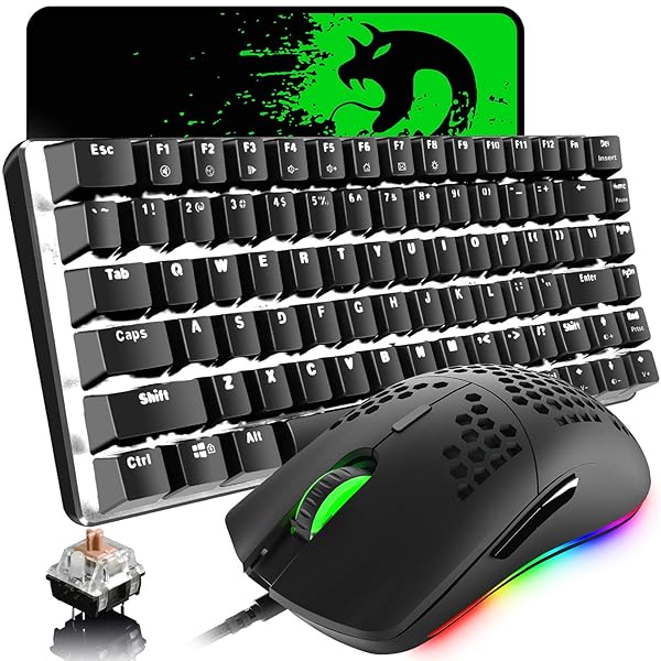 Gaming Keyboard and Mouse,3 in 1 Rainbow LED Backlit Wired Mechanical ...