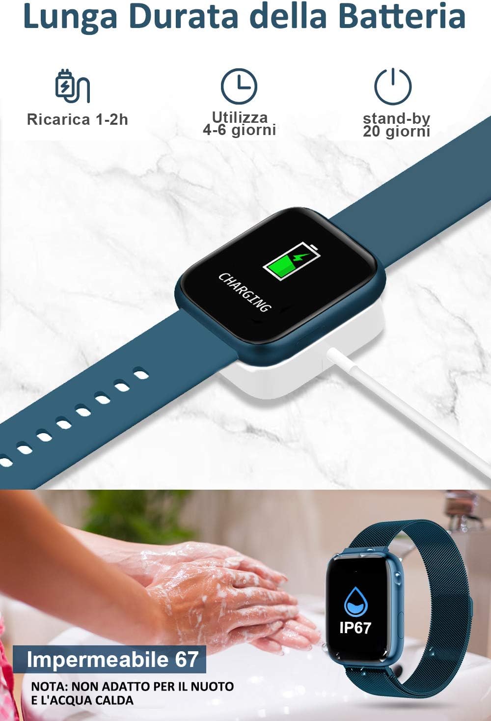 Naixues P4 smartwatch elegante blu - Prodotti HIgh tech