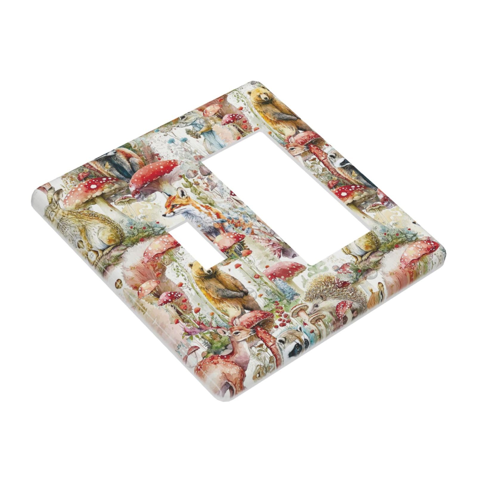 Cartoon Pattern Red Mushroom 2 Gang Light Switch Cover Decorative ...