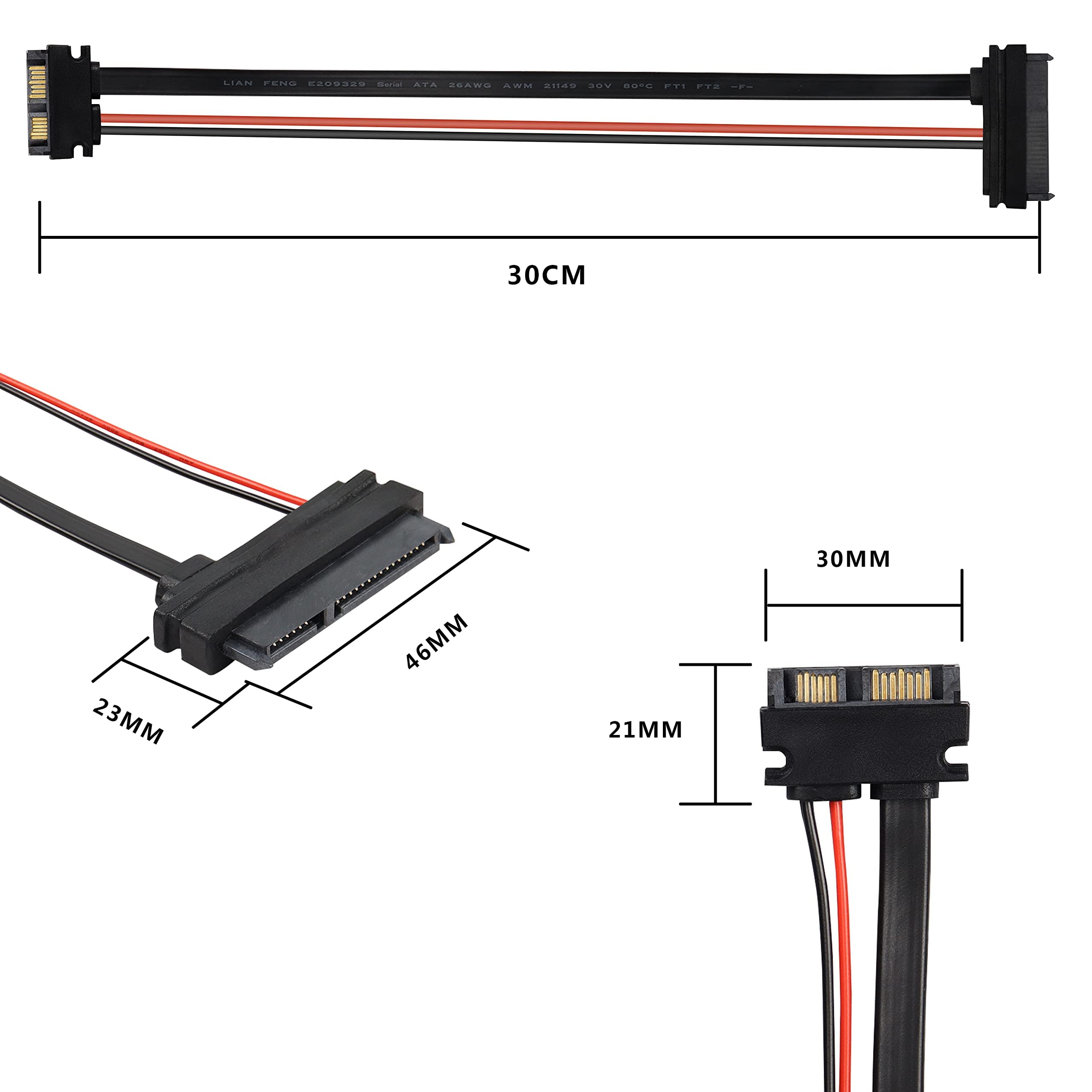 Mua XMSJSIY Slimline Sata 13 Pin Male to 22 Pin Sata Female Cable ...