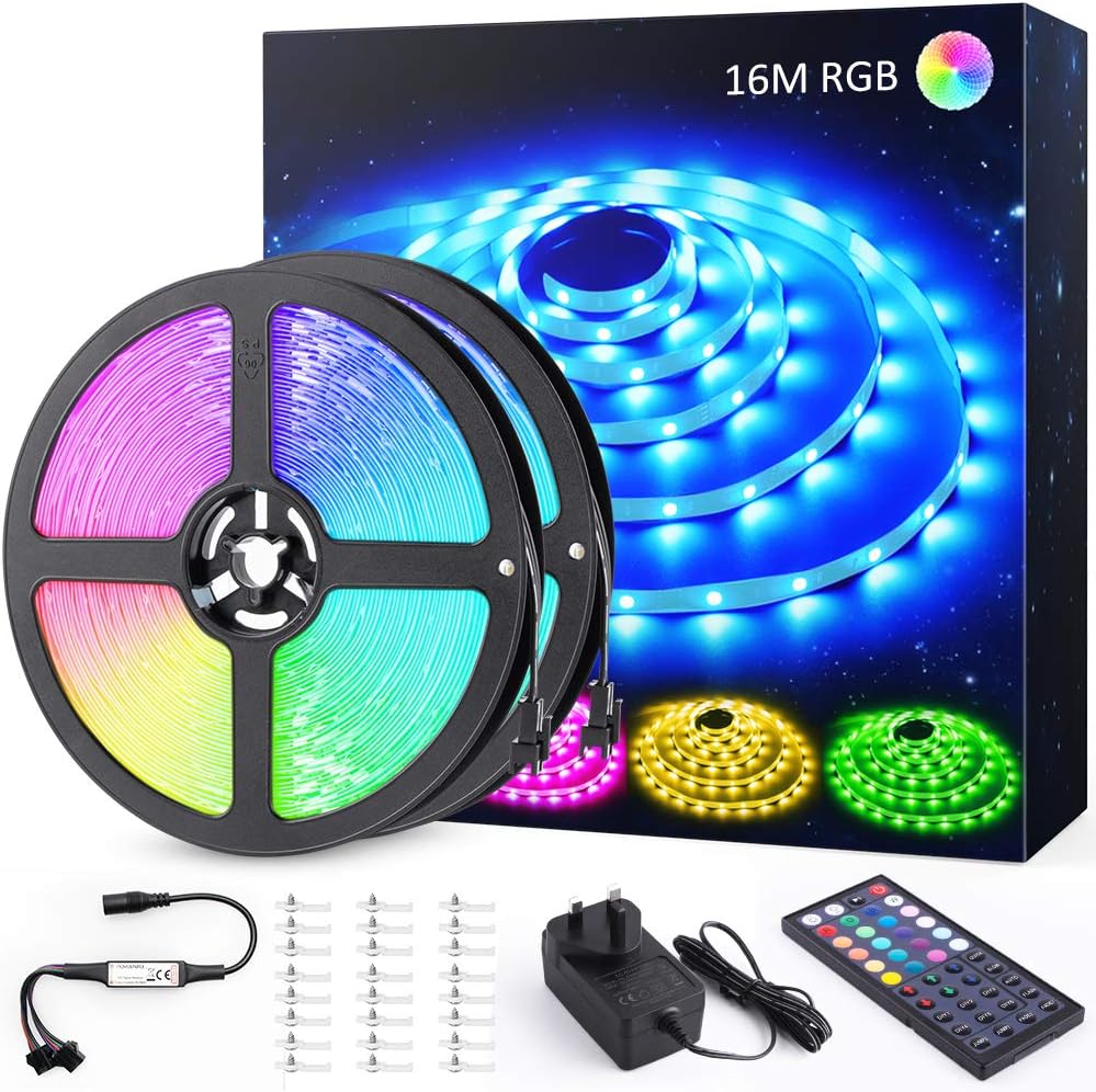 16M (52.5ft) LED Strip Lights, NOVOSTELLA Multicolour Rope Light Strip ...