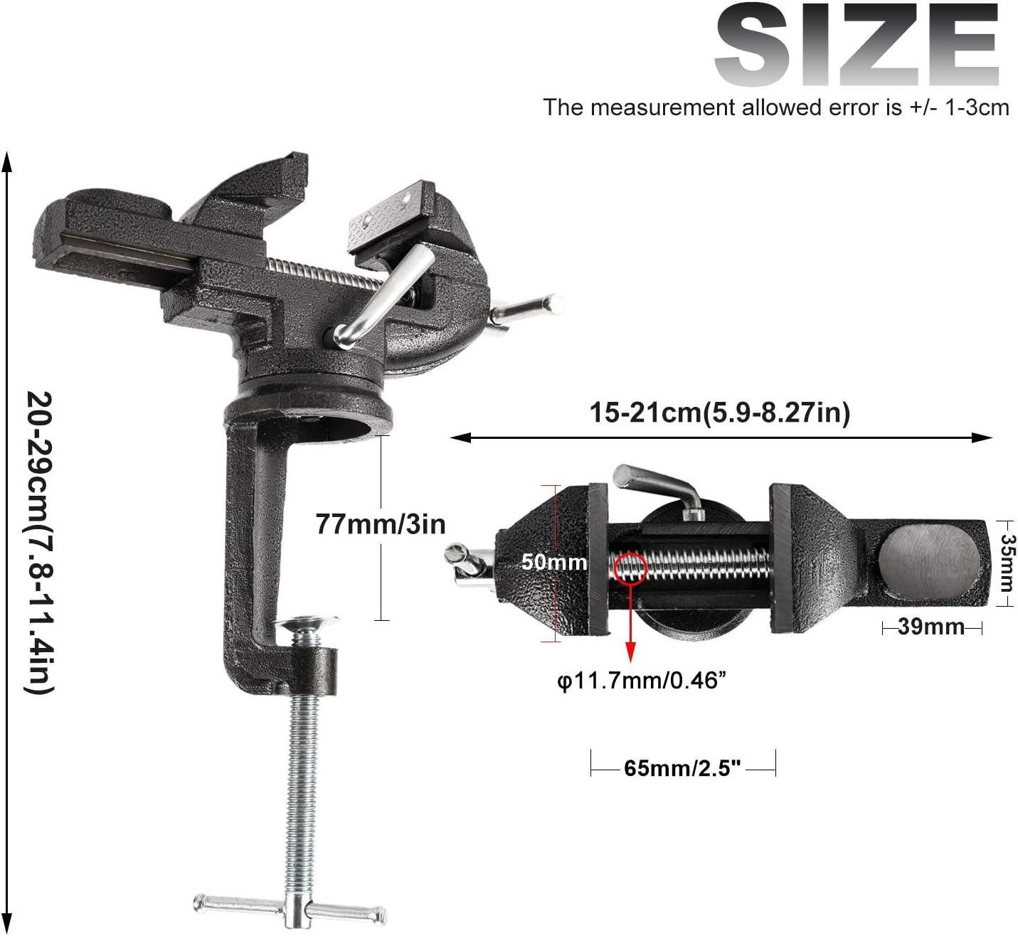 Homtone Bench Vise Home Table Vise Clamp-On Vise 360 Degrees Rotating ...