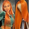 Amazon.com : Ginger Lace Front Wigs Human Hair 26inch 180% Density 13x4 Full Frontal Hd ...