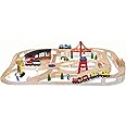 Amazon.com: Melissa & Doug Deluxe Wooden Railway Train Set (130+ pcs ...