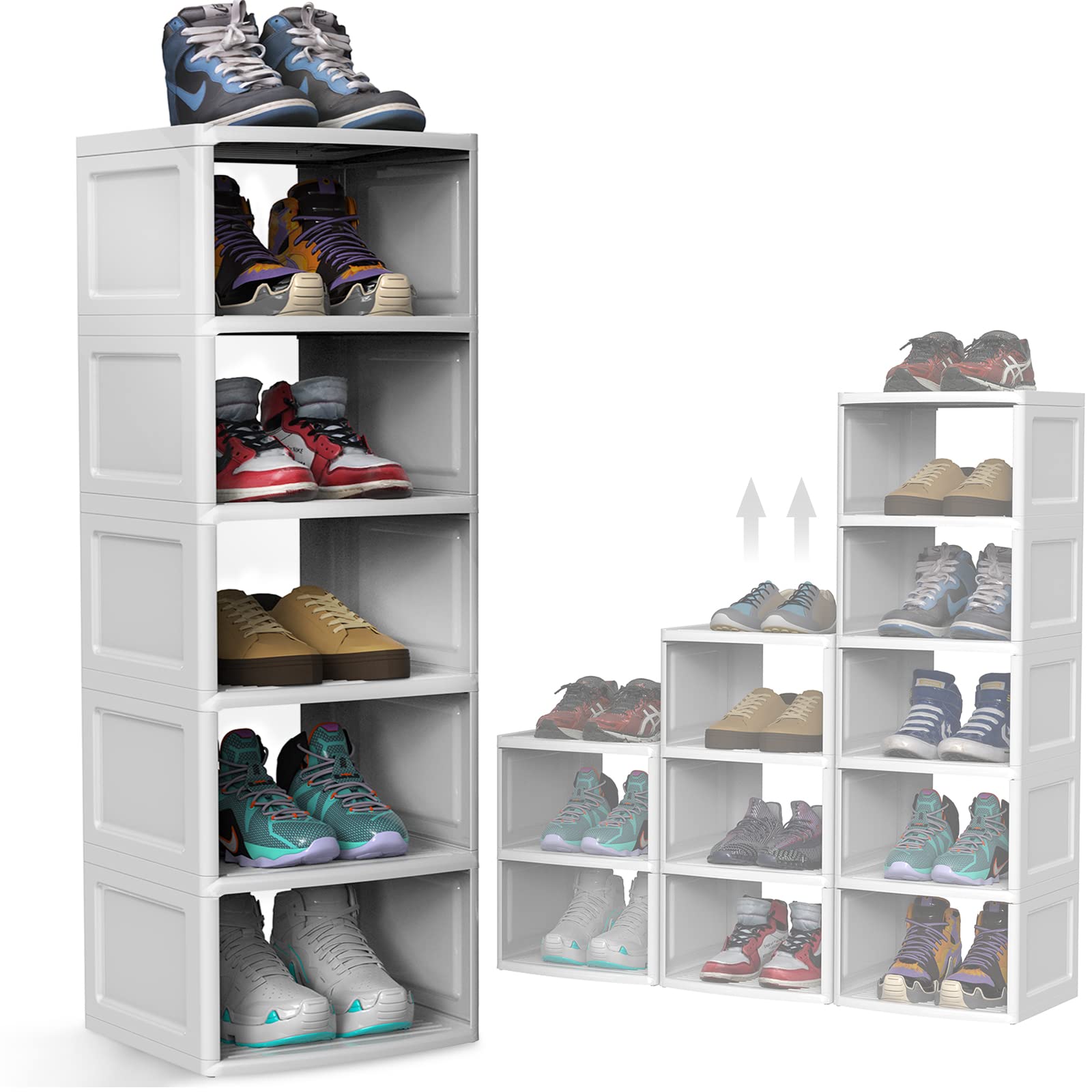 KOUPA 6-Tier Shoe Rack Storage Organizer?Stackable and Adjustable Multi ...
