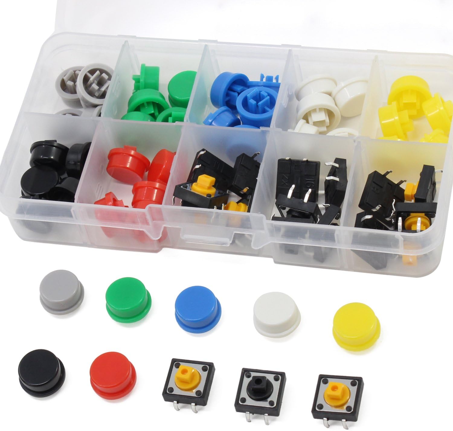 OCR 180Pcs Tactile Push Button Switch 10 Values 6x6mm Micro Momentary ...