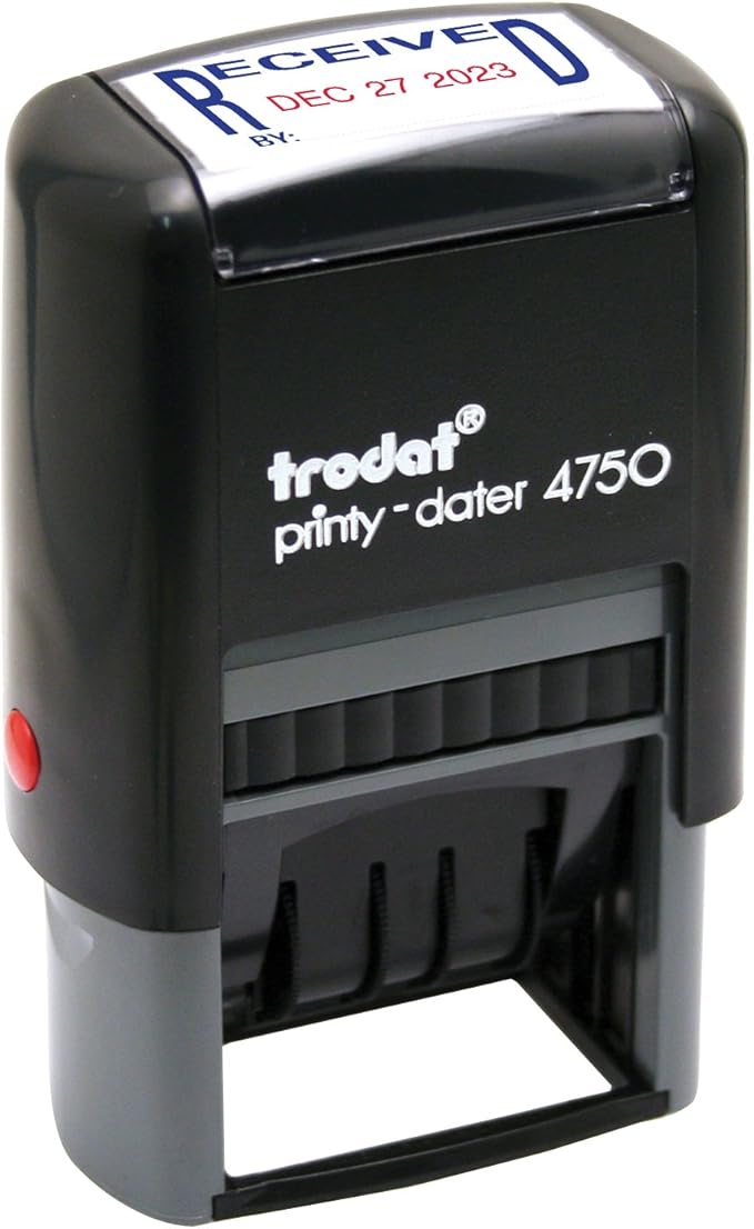 Trodat Printy 4750 Economy Stamp, Dater, Self-Inking, 1 5/8 x 1 Inches, Blue/Red: Amazon.com.mx ...