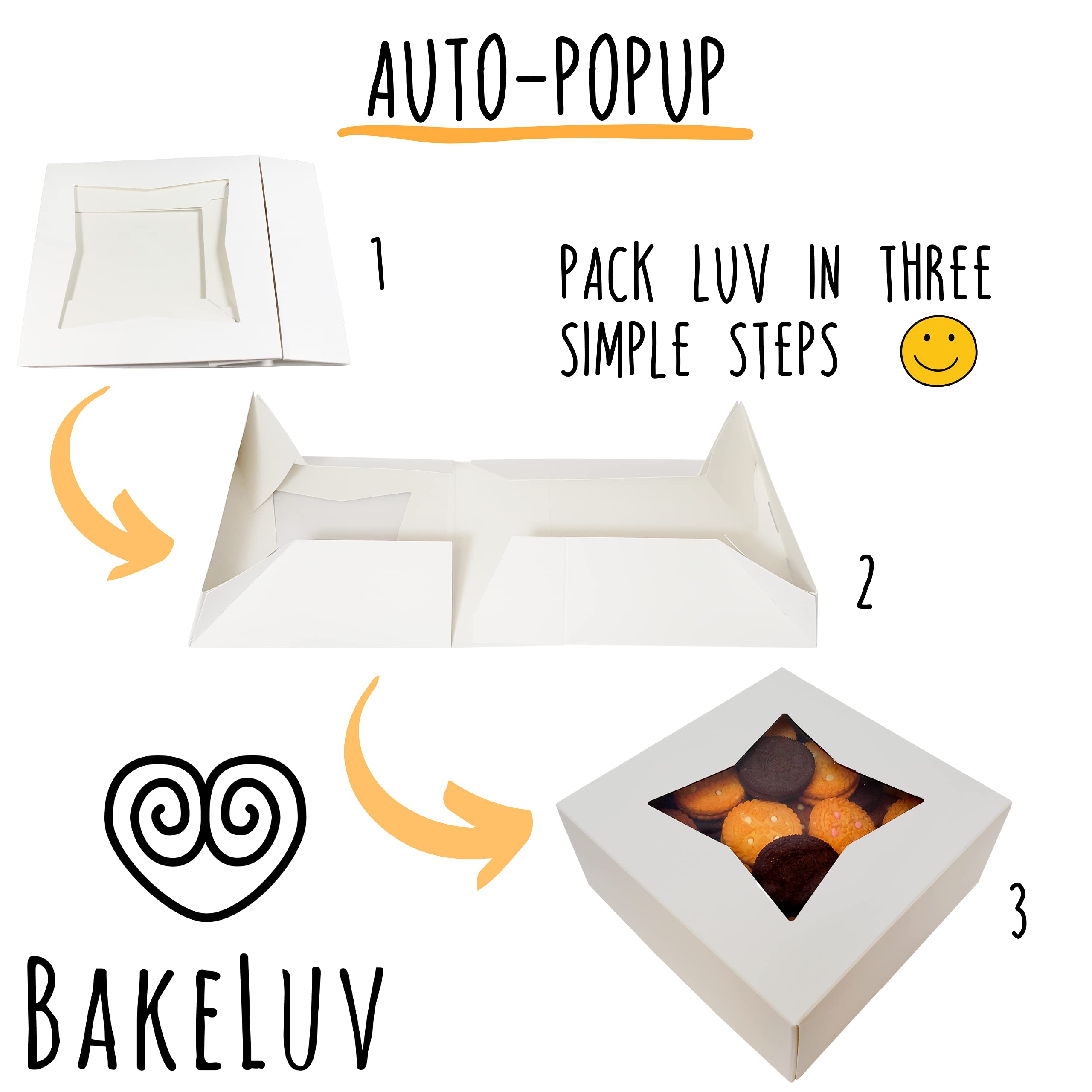 Mua BAKELUV 6x6 Cookie Boxes for Gift Giving | White, 25 PCS | Pastry ...
