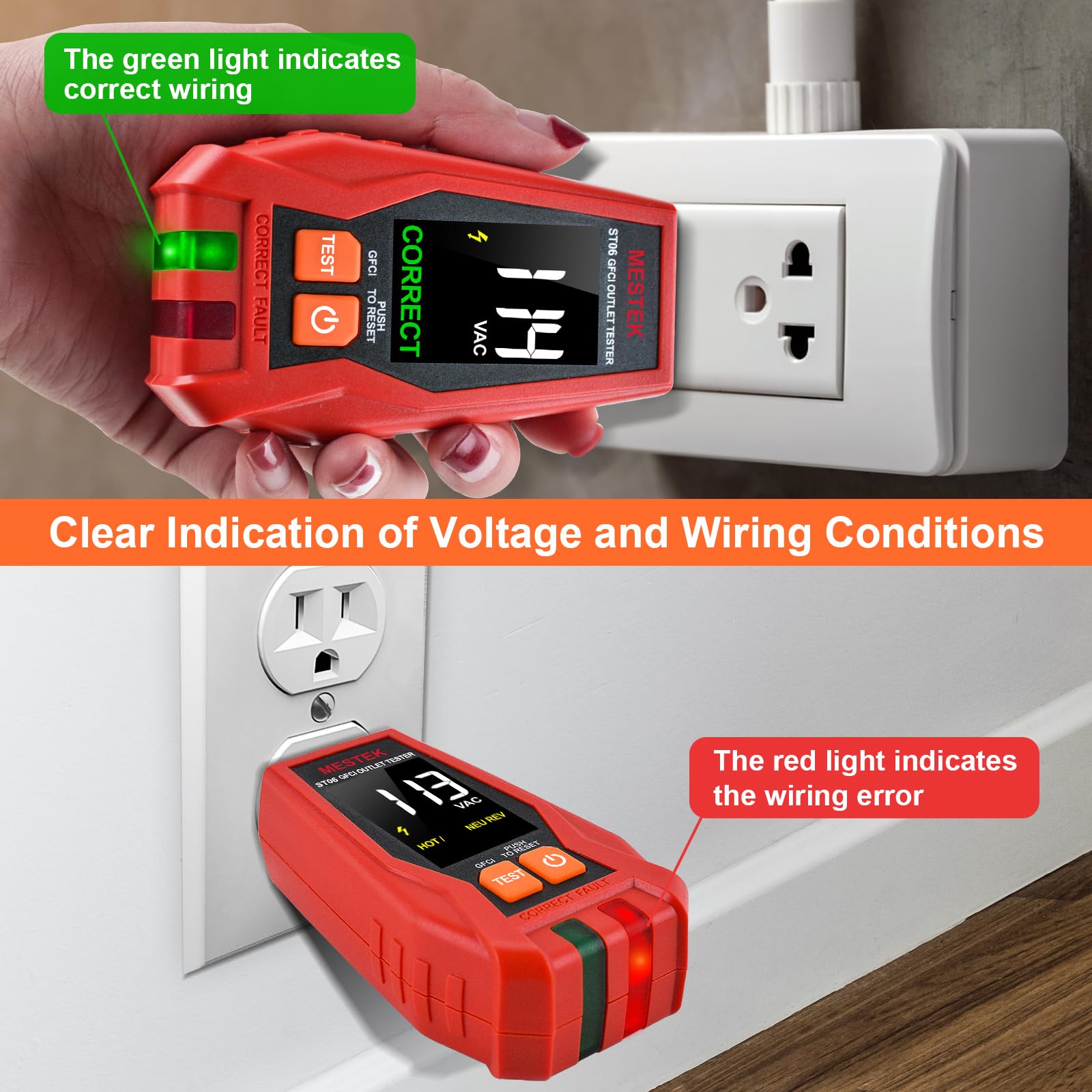 Mua MESTEK Outlet Tester, Electric Voltage Tester Receptacle Tester for ...