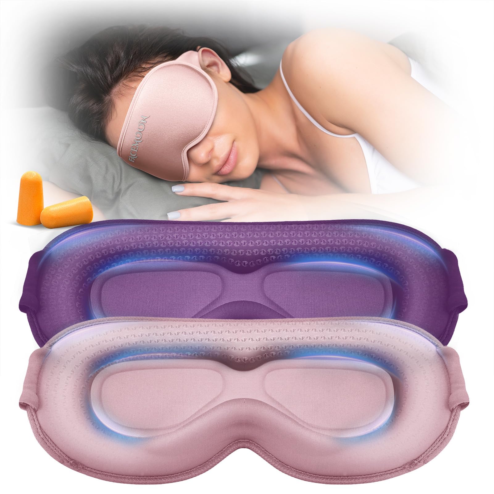 Weighted Eye Mask for Sleeping 2 Pack - 3D Contoured Sleep Masks for ...