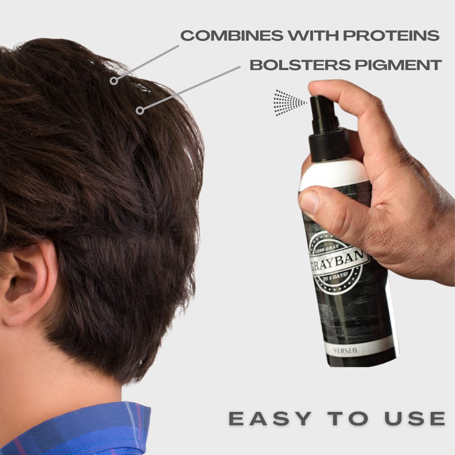 Verseo Grayban Hairspray Color Restorer For Gray Hair, Non-Dye Color ...