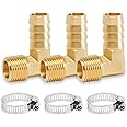 Amazon.com: ChillWaves Brass Air Hose Fittings, 90 Degree Elbow Hose Barb Fittings 1/2" Barb x 3 ...
