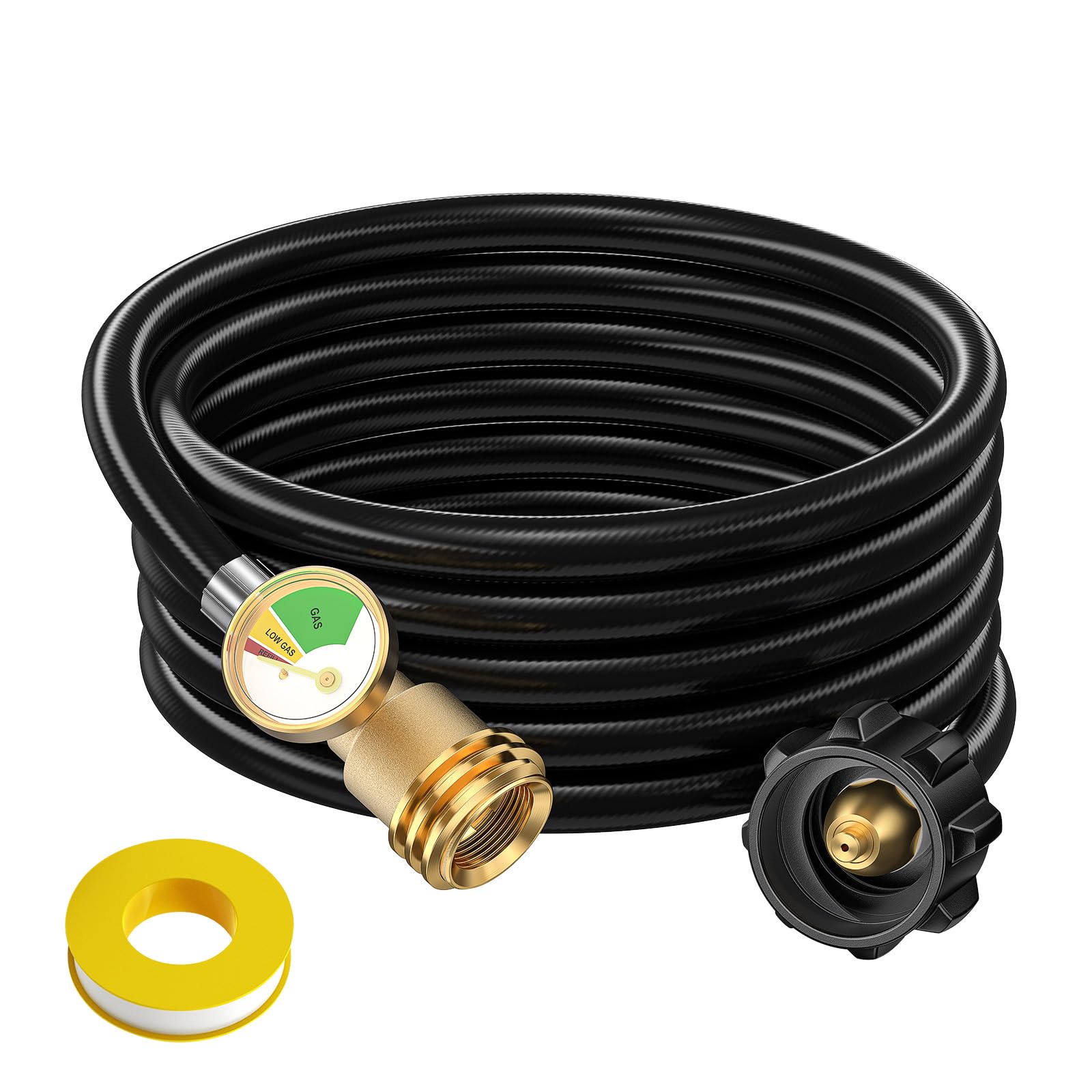 Alloxity 12 Feet Propane Tank Extension Hose with Gauge, QCC1/Type 1 ...