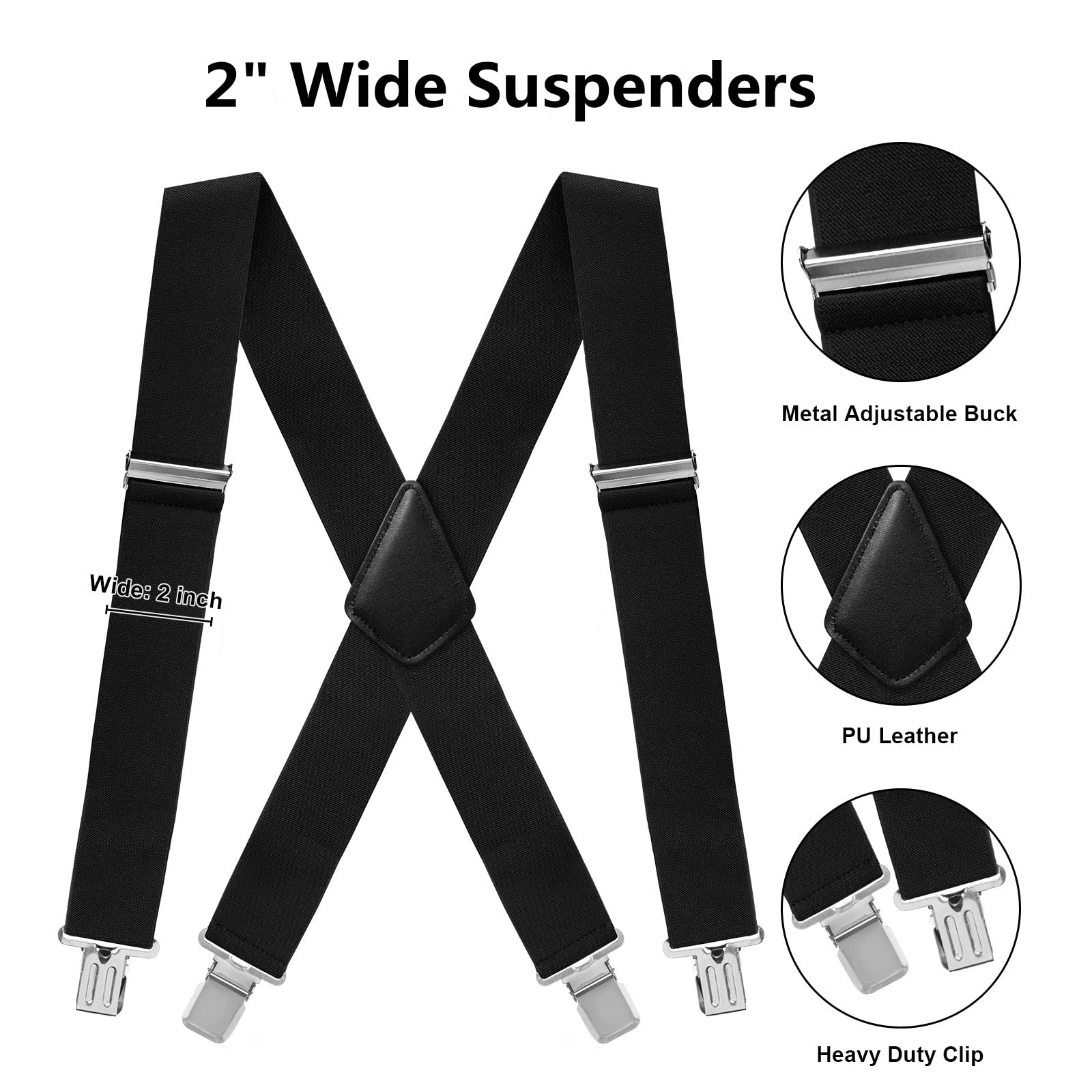 Mua Fasker Mens Suspenders X-Back 2" Wide Adjustable Solid Straight ...