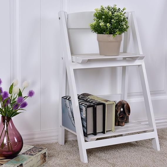 COSTWAY Leiterregal mit 2 Böden Standregal Treppenregal Pflanzenregal ...