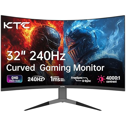 KTC 32 Inch 240Hz Curved Gaming Monitor, 2K 1440P Computer PC Monitor ...