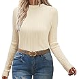 OUGES Womens 2024 Spring Summer Tops Basic Slim Fit Sweaters Turtleneck ...