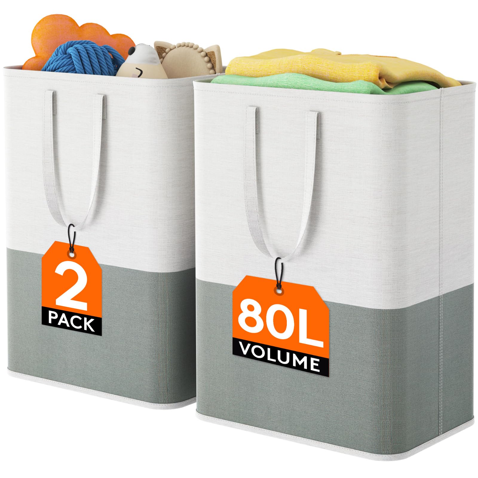 Lifewit 2 x 80L Laundry Hamper, Freestanding Laundry Basket with ...