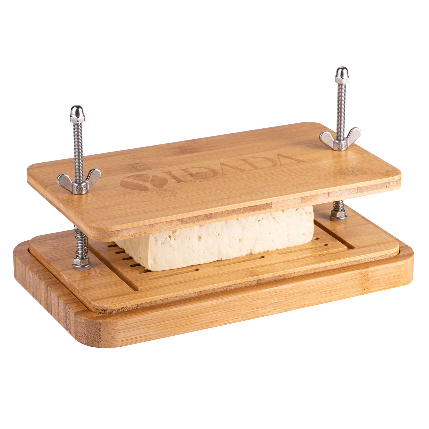 Buy Natural Bamboo Tofu Press- Built in Tofu Presser Drainer and Drip ...