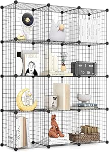 Giantex Metal Wire Cube Storage, 12-Cube Stackable Free Standing Cubby ...