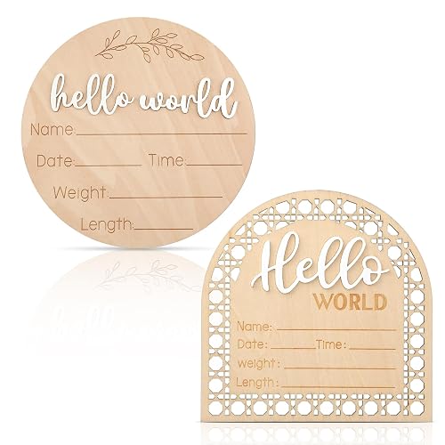 2pcs Baby Announcement Sign, Newborn Announcement Sign Wooden Baby ...