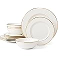 Amazon.com | Lenox Federal Gold Piece Dinnerware Set, 12 Count, White ...