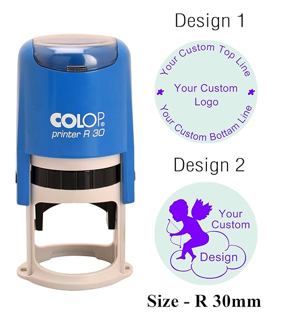 Amazon.com : COLOP R30 Self Inking Round Custom Rubber Stamp With Personalized Logo Stamp ...