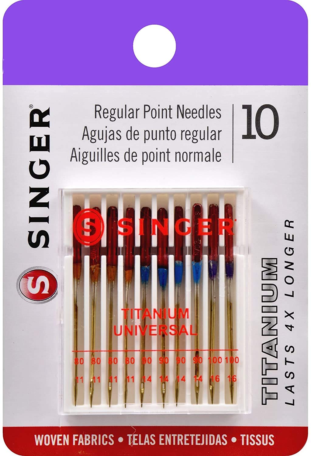 Buy SINGER 04808 Titanium Universal Regular Point Machine Needles Woven ...