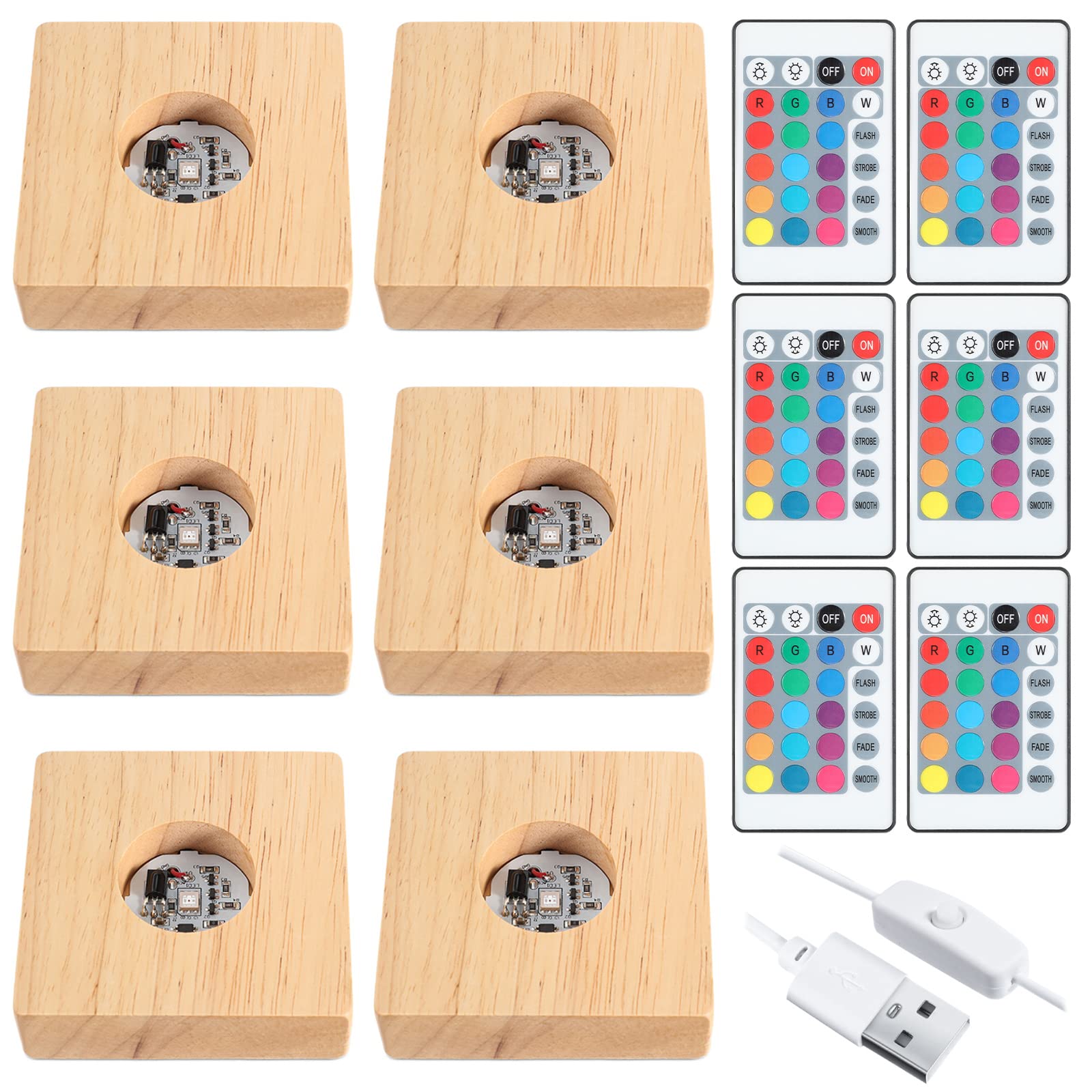 Riakrum Square Wooden Led Display Base Wood Lighted Display Lamp Base ...