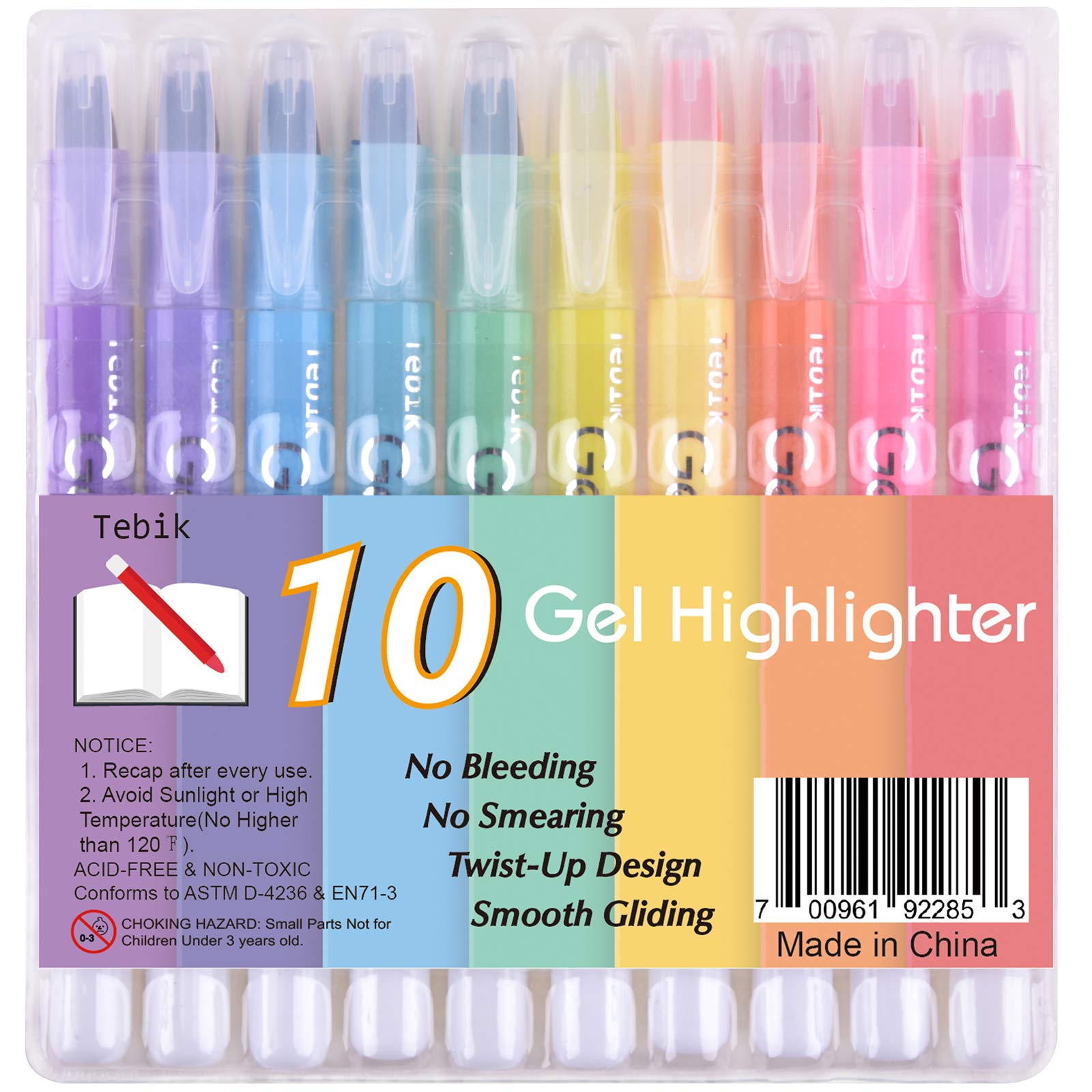 Tebik Gel Highlighter, 10 Colors Dry Highlighter Study Kit ...